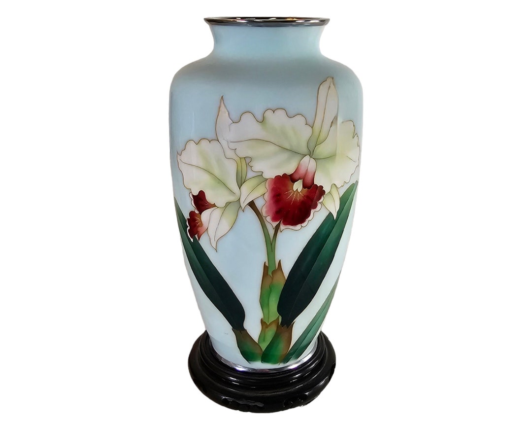 Japanese Vase, Ando Jubai Vase, Blue Enamel Iris Vase, Showa Period Vase 1961 Signed - Etsy