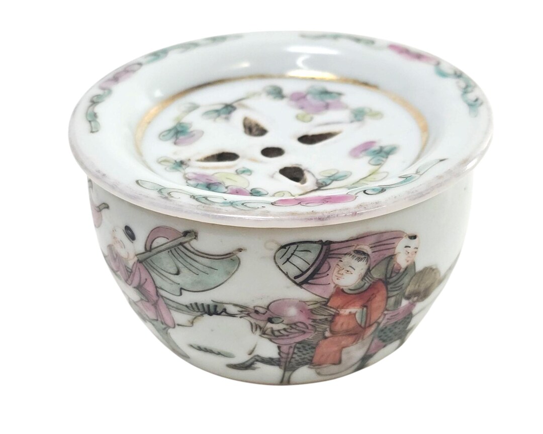 Antique Chinese Famille Rose Cricket Pot, 3.5", Qing Dynasty, Hand ...