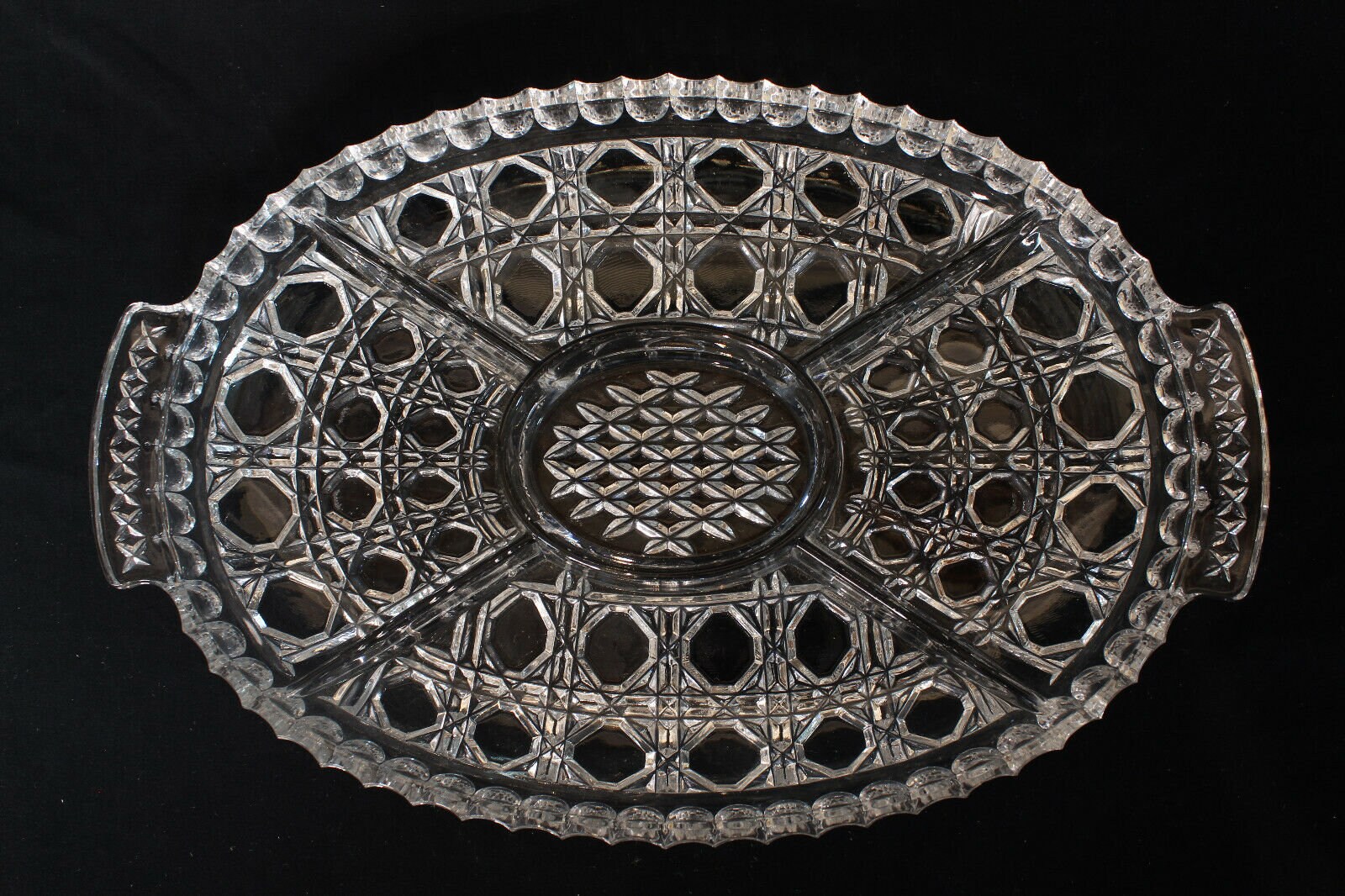 Vintage Heavy Lead Crystal Tray Oval Relish Tray Glass Tray | Etsy