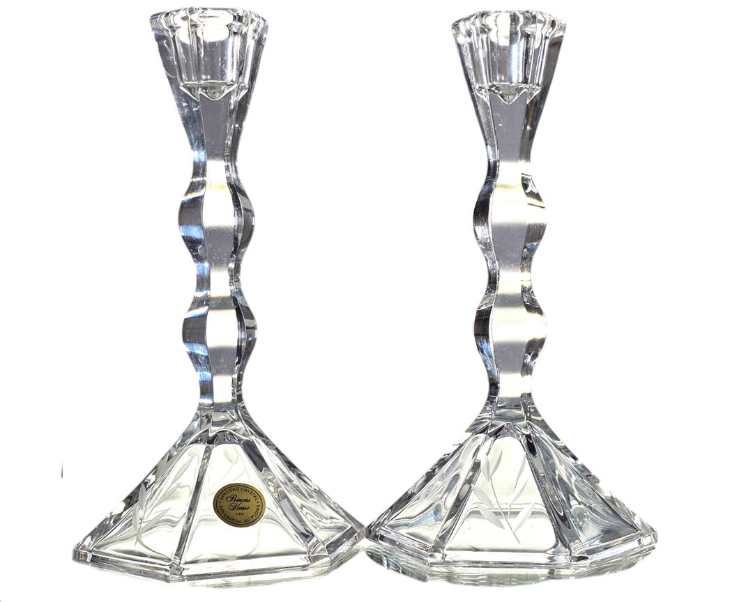 Vintage Princess House Heritage Lead Crystal Candlesticks 8” 827 Set of ...