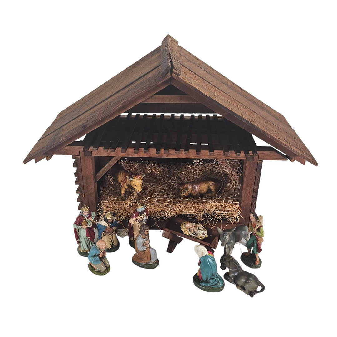 Large Vintage Rustic Manger, Handmade Nativity Manger, Creche Manger ...