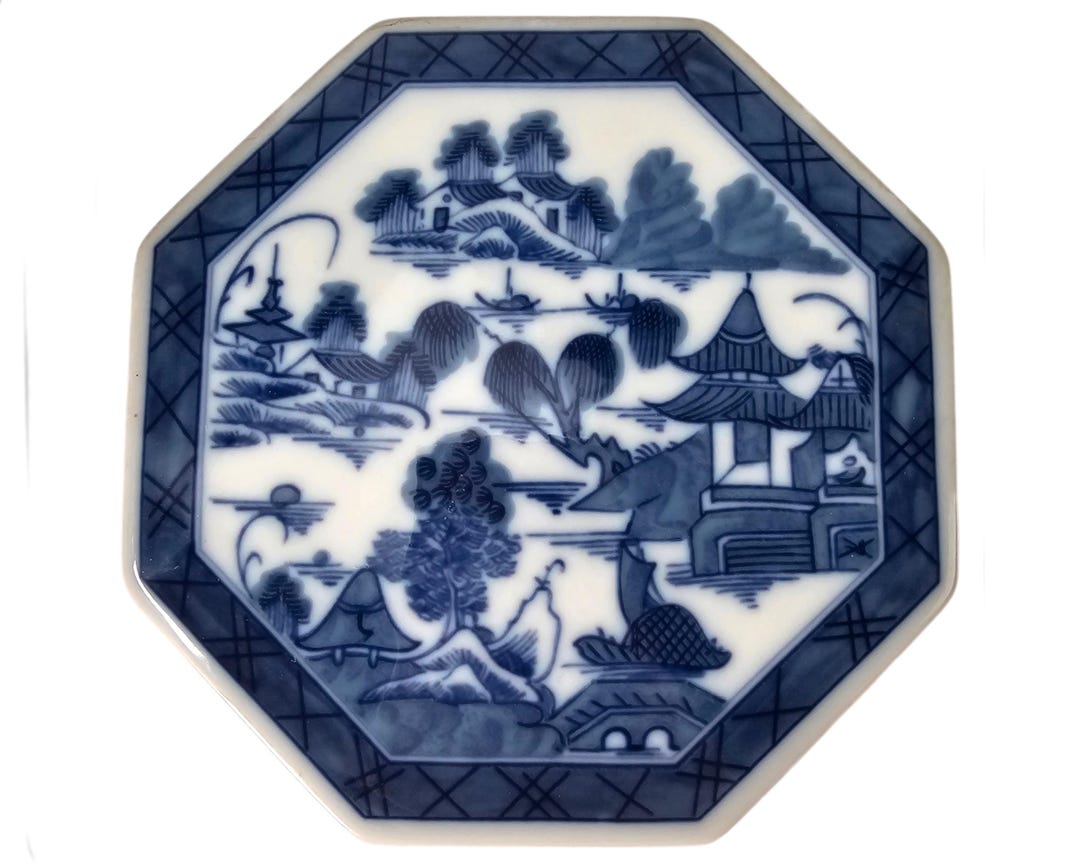 Vintage Mottahedeh Canton Octagonal Tile Blue & White Vista Alegre ...