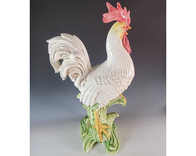 Monumental Italian Farm Rooster Ceramic Decorative Hand Painted Huge 28 ...