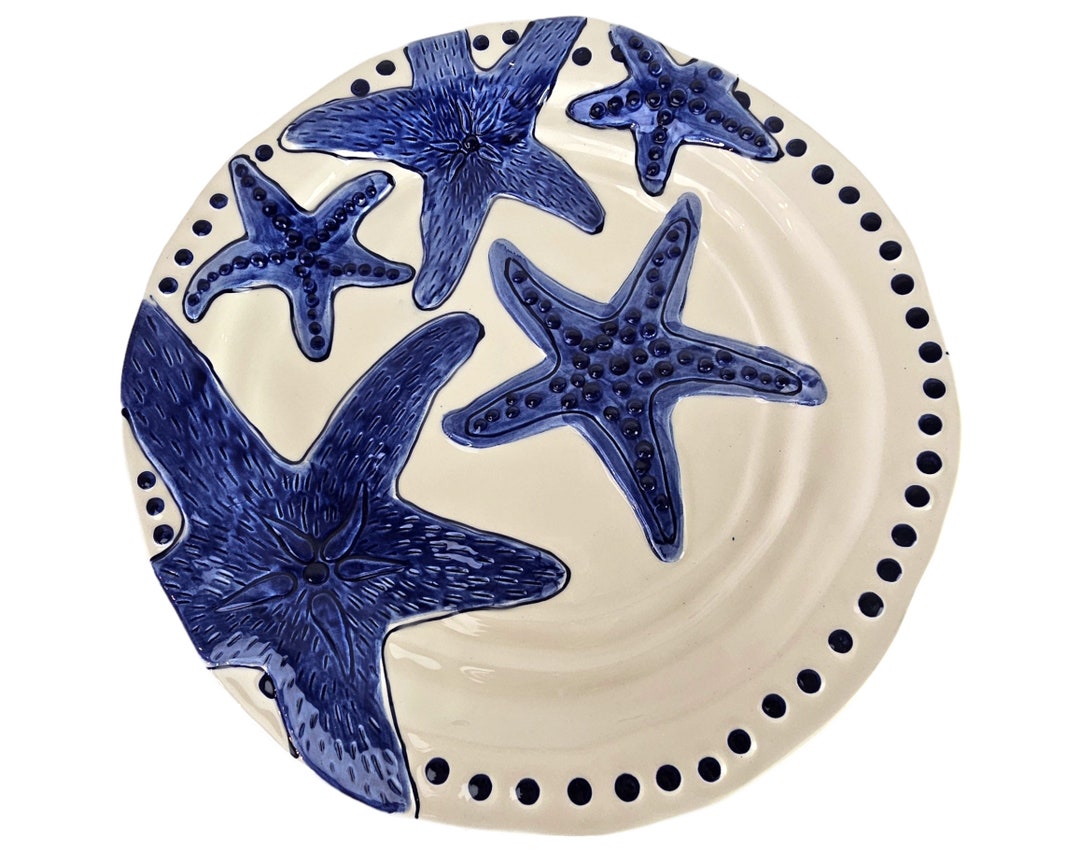 Diane Blue Sky Platter, Star Fish Design Plate, Magic Seas Large ...