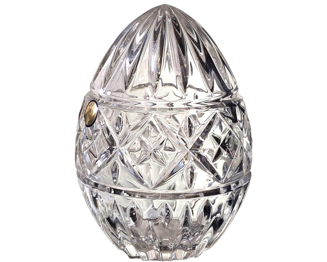 Bohemian Czech Paperweight, Large Clear Crystal Egg Paper Weight ...