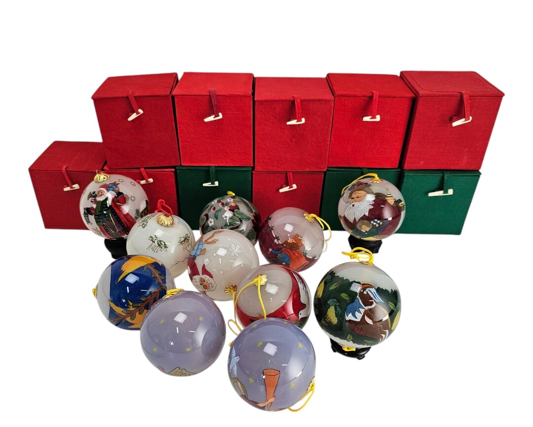 Vintage Glass Reverse Hand Painted Christmas Ornaments Angels Santa Lot ...