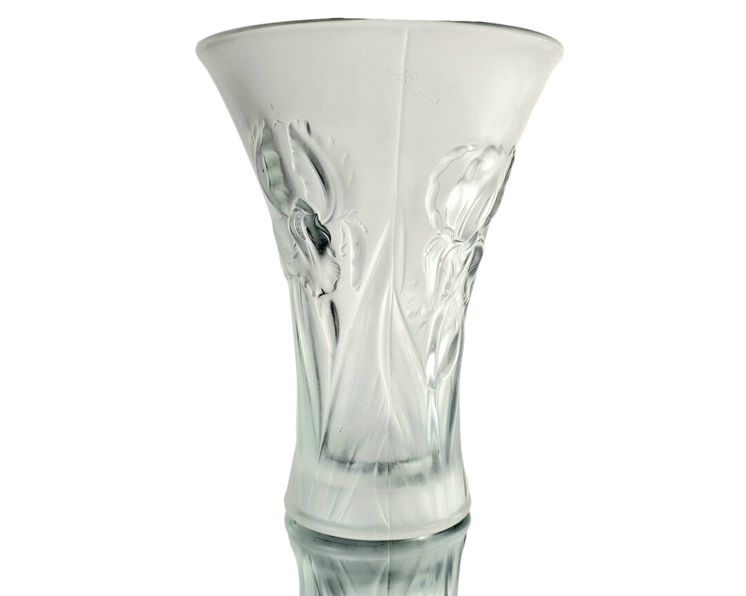 Vintage Art Deco Vase, Frosted Glass Vase, Weil Barolac Glass Vase ...