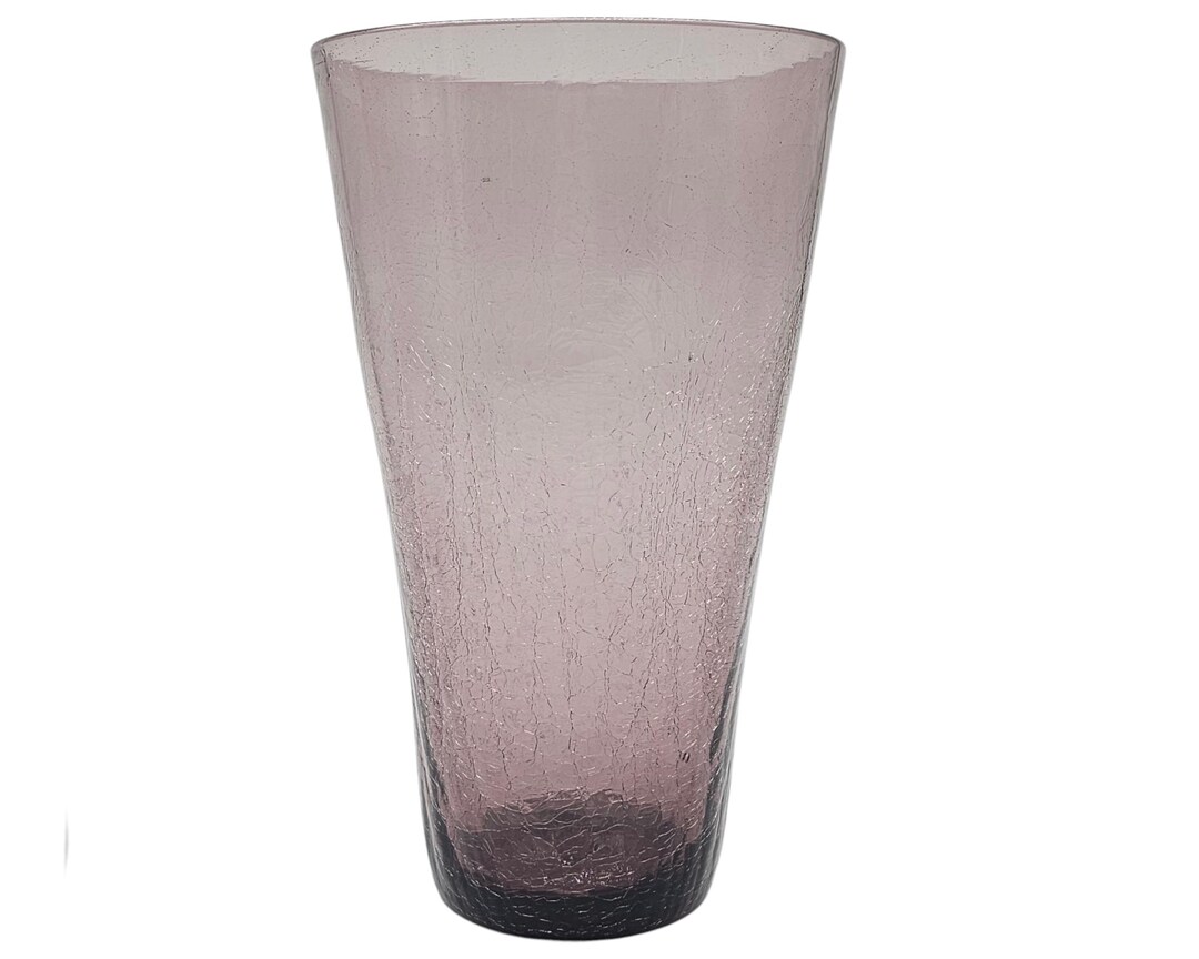 Vintage Blenko Purple Crackle Glass Vase, MCM Decor, 12" - Etsy