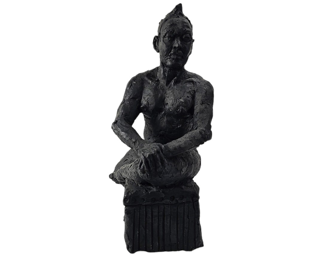 Brutalist Modern Sculpture, Sculptural Art, Black Tribal Man, Clay ...