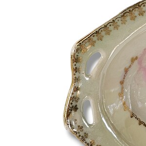 Vintage Art Nouveau Dish Rose Hand Painted Pink Green Germany Early ...