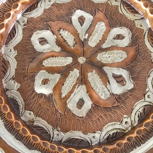Vintage Boho Plate, Copper Silver Plate, Overlay Decorative Plate, Wall ...