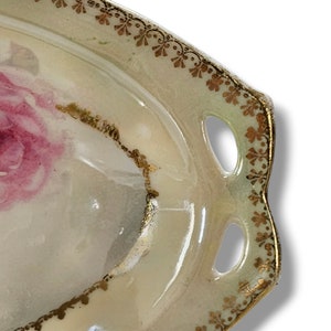 Vintage Art Nouveau Dish Rose Hand Painted Pink Green Germany Early ...