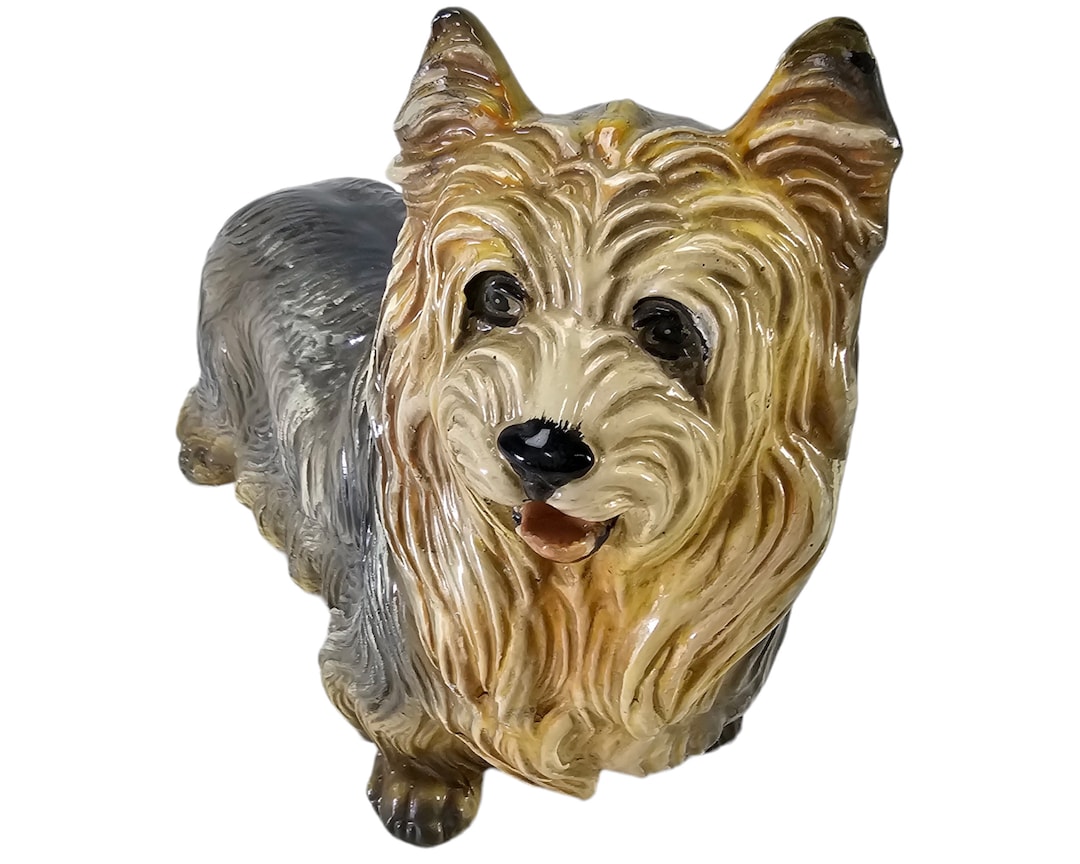 Antique Clay Yorkshire Terrier Dog Figurine: Early 20th Century 16.5"l ...