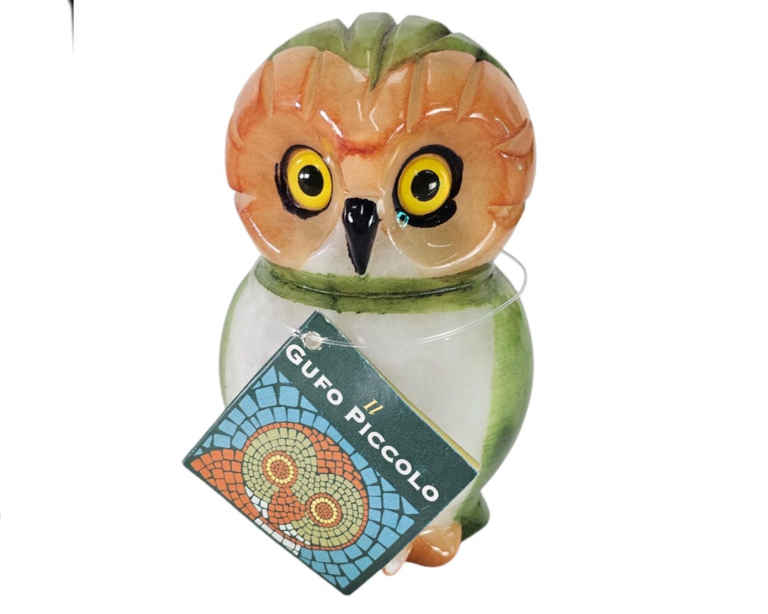 Vintage Gufo Piccolo Owl, Alabaster Owl Figurine, Owl Figure With Tag 4 ...