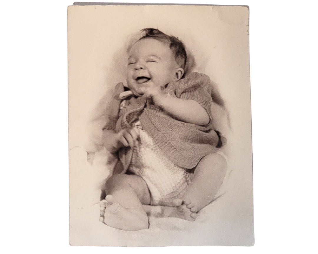 Vintage 1950s Baby Photo: Happy Laughing Child, 5x7 Portrait - Etsy