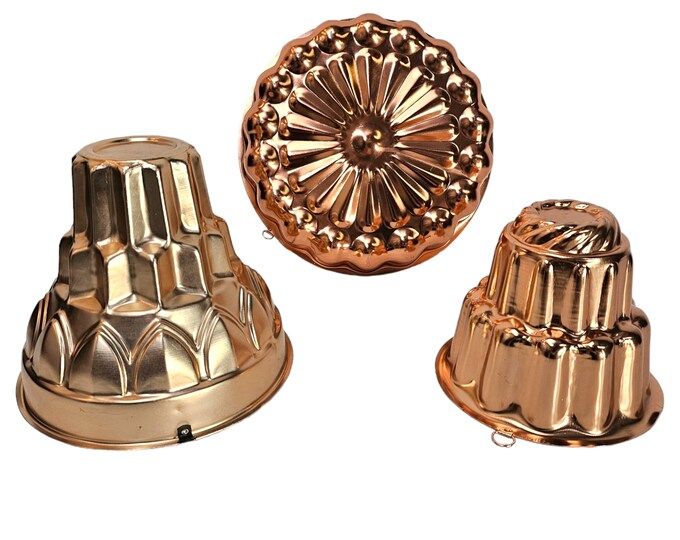 Vintage Copper Gelatin Molds, Aspic Molds, Aluminum Daisy Turk Tower ...