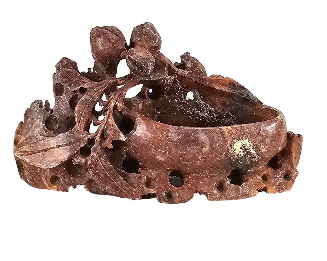 Vintage Chinese Inkwell, Soapstone Inkwell, Red Inkwell, Carved Inkwell ...