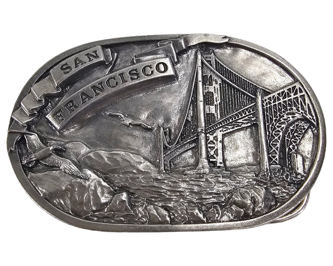 San Francisco Bridge, Pewter Buckle, Dark Silver Belt Buckle, Bergamot ...