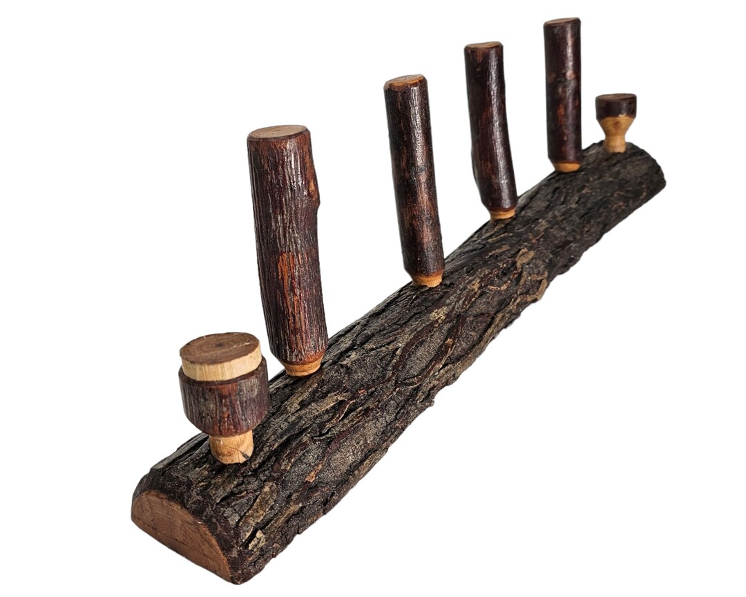 Vintage Hook Wall Mounted Coat Rack, Log Coat Hat Rack, Wood Brown Hat ...
