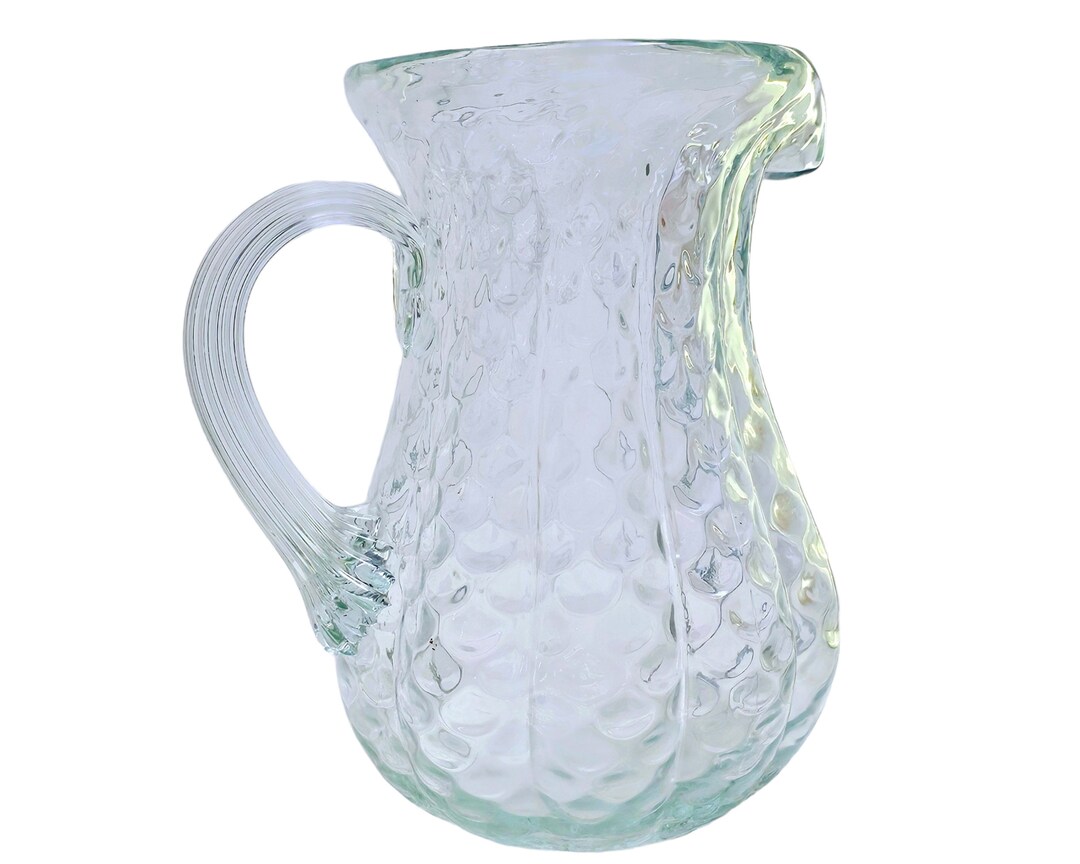 Vintage Green Bubble Glass Pitcher: Hand Blown Mid-century Jug 9.5"h - Etsy