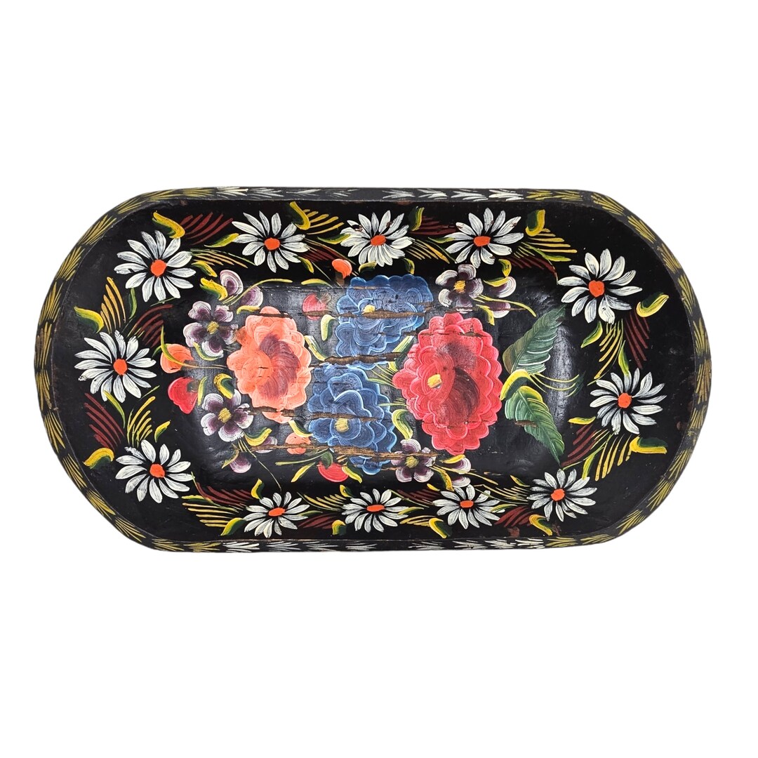 Mexican Batea Bowl, Mexican Tray, Hand Painted Bowl, Carved Bowl ...