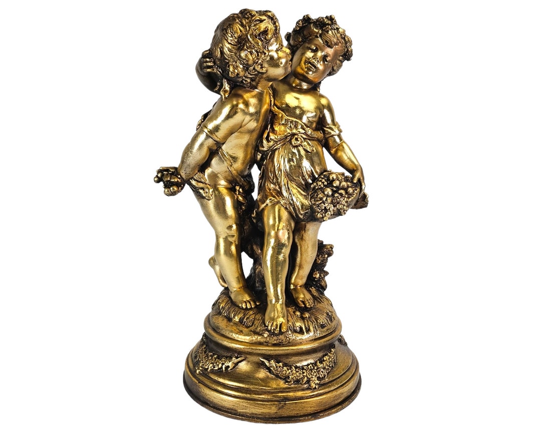 Vintage "secret" Boy & Girl Gilt Metal Sculpture Gold Fabulous Piece - Etsy