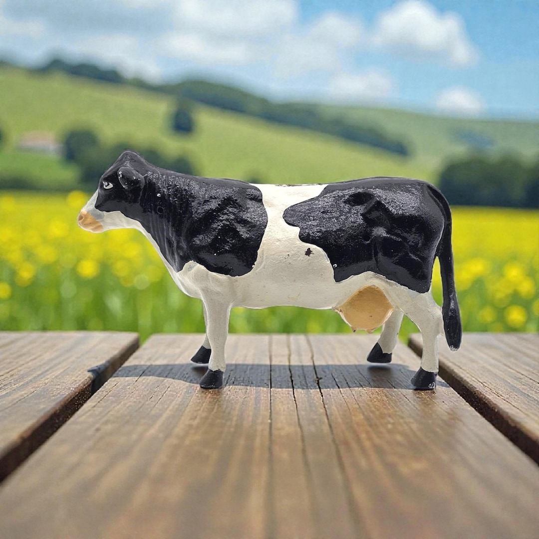 Vintage Cast Iron Holstein Cow Piggy Bank Heavy Metal Farmhouse Animal ...