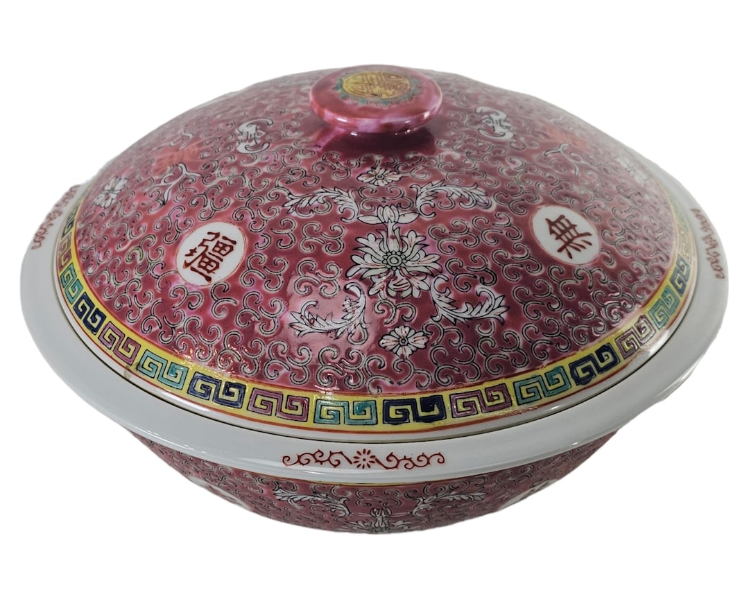 Chinese Mun Shou Tureen, Hong Kong Pink Soup Tureen, Covered Serving ...
