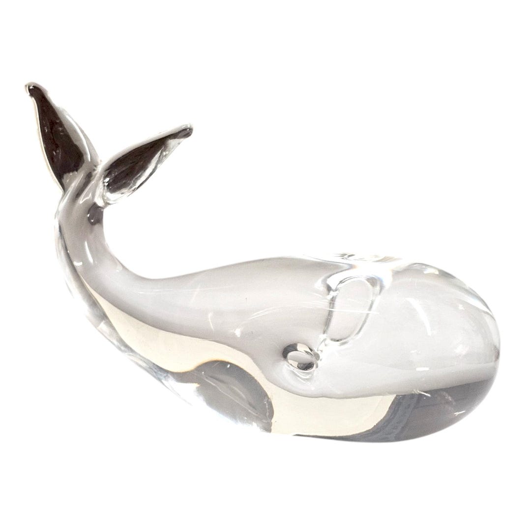 Vintage Hand Blown Art Glass Whale Figurine Fish Figure Modern ...