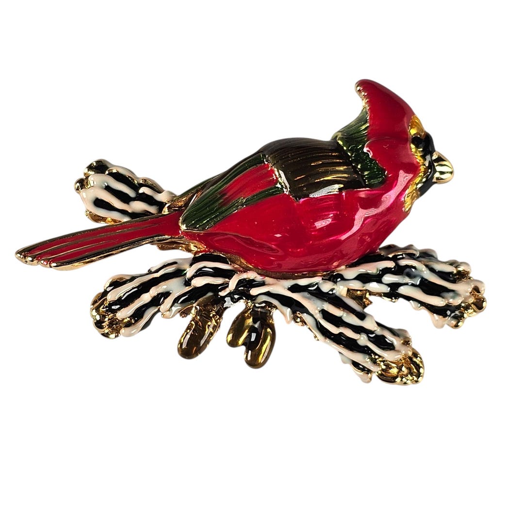 Vintage Red Cardinal Bird Brooch by Smithsonian Institute Signed SI 2. ...