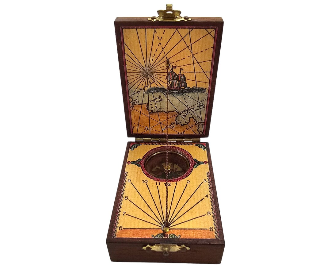 Diptych Sundial Sundial W/ Compass Florentine Clock Wood - Etsy