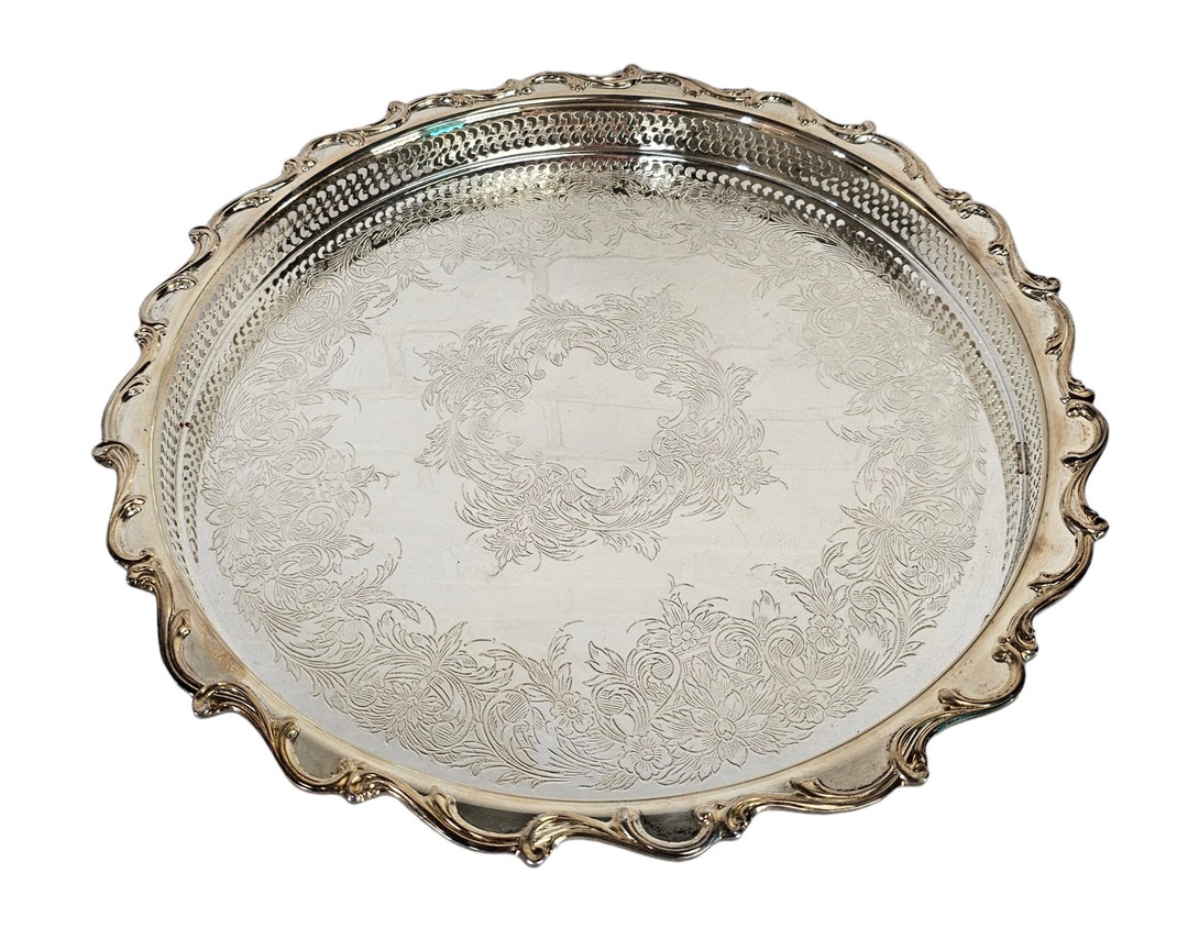 Webster Wilcox Tray, Oneida USA Silver Plate Tray, American Rose ...