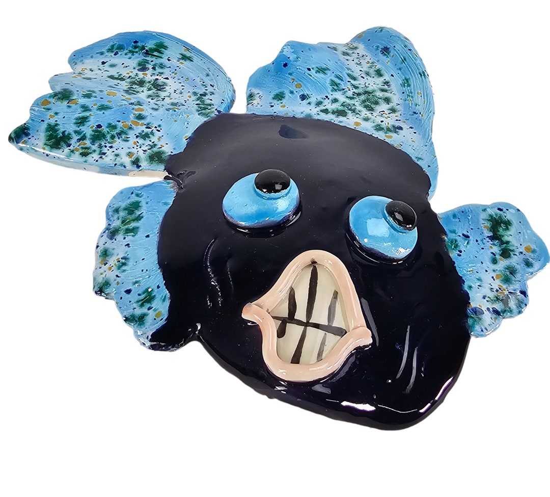 Handmade Fish Art, Silly Face Fish, Art Fish Wall Hanging by the Clay ...