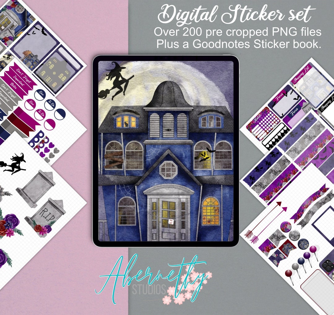 Digital Stickers Haunted House Digital Planner Stickers iPad Stickers ...