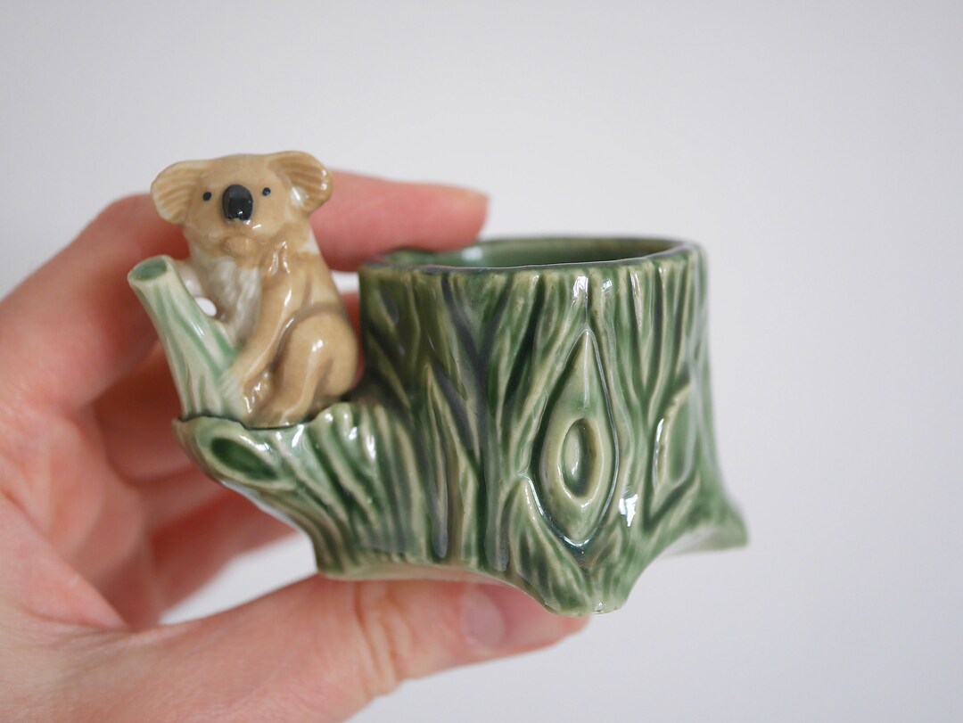 Vintage Wade Porcelain Koala on a Tree Trunk Mini Plater | Posy Vase ...