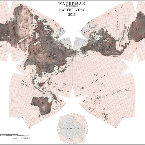 Waterman Butterfly Map Pacific View Earthtone - Etsy