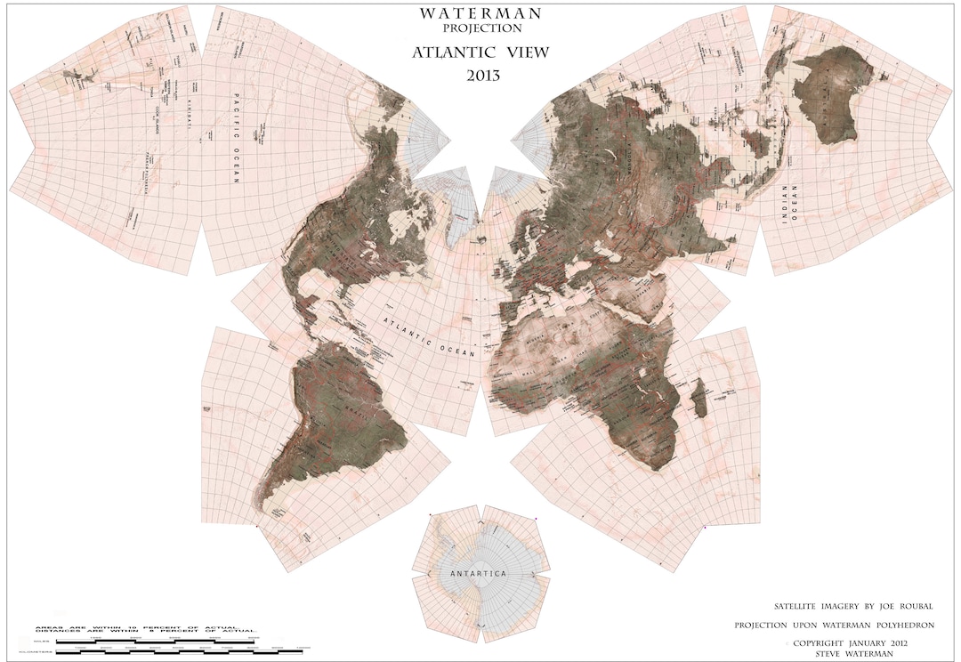 Waterman Butterfly Map - Atlantic View - Earthtone - Etsy