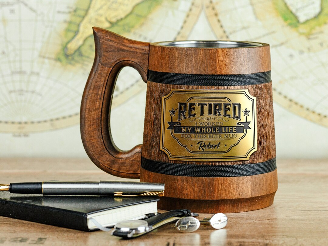 Funny Retirement Gift for Men, Custom Engraved Retirement Beer Mug With ...