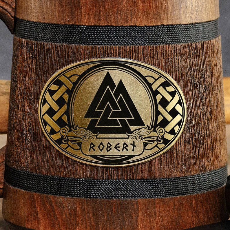 Valknut Viking Personalized Mug Odin Triangles Wooden | Etsy