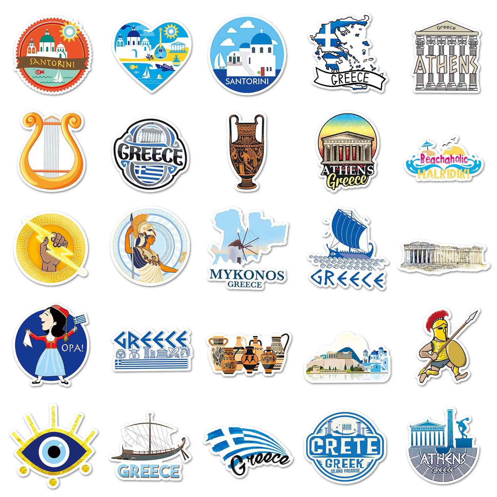 50pcs Greece Travel City Stickers Pack Decals Scrapbooking - Etsy