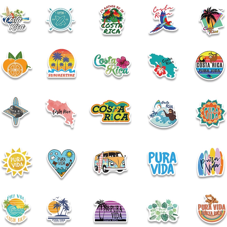 50 PCS Costa Rica Travel City Landscape Pura Vida Sticker Toys ...