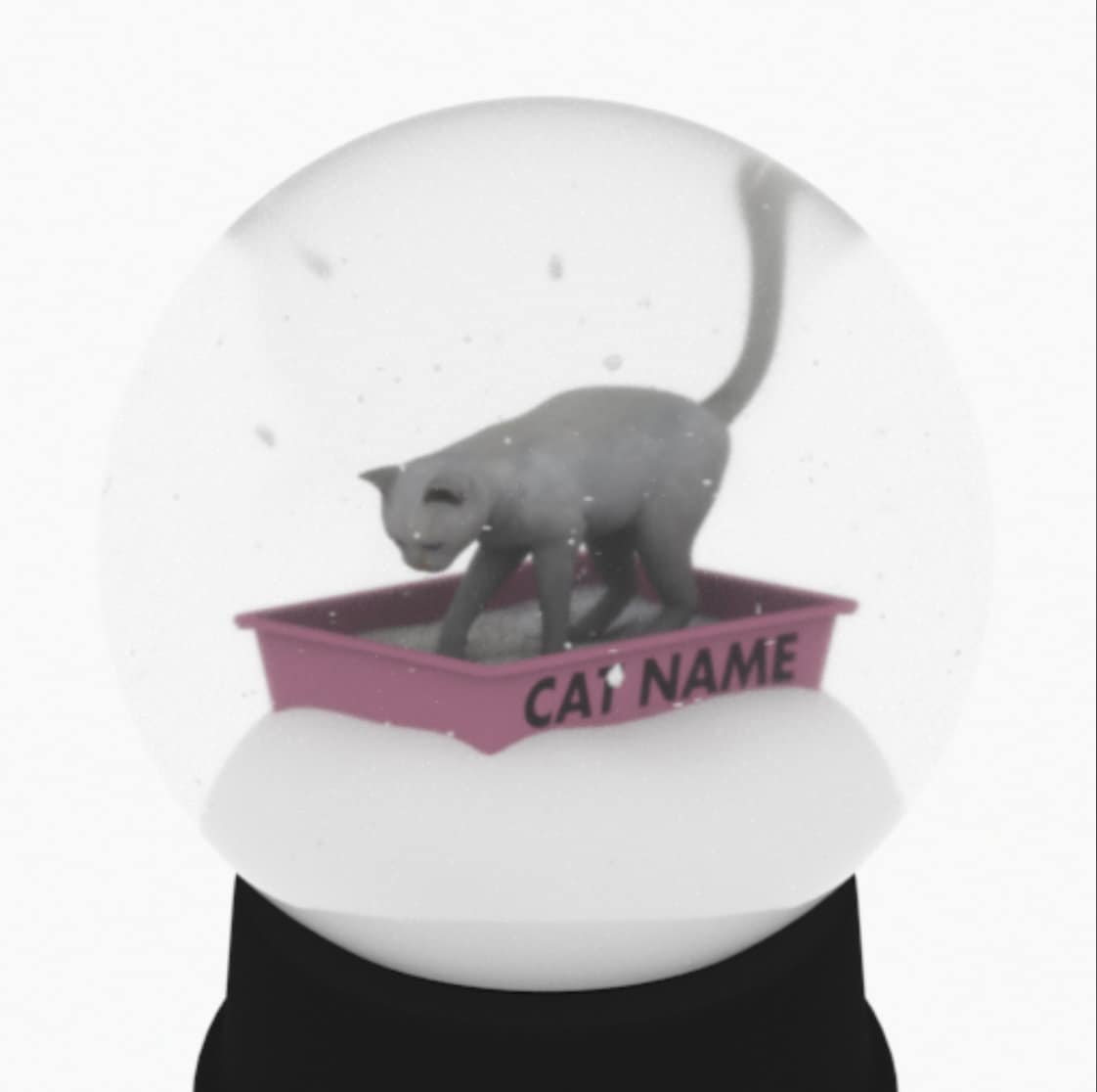 Personalized White Kitty Litter Snow Globe - Etsy