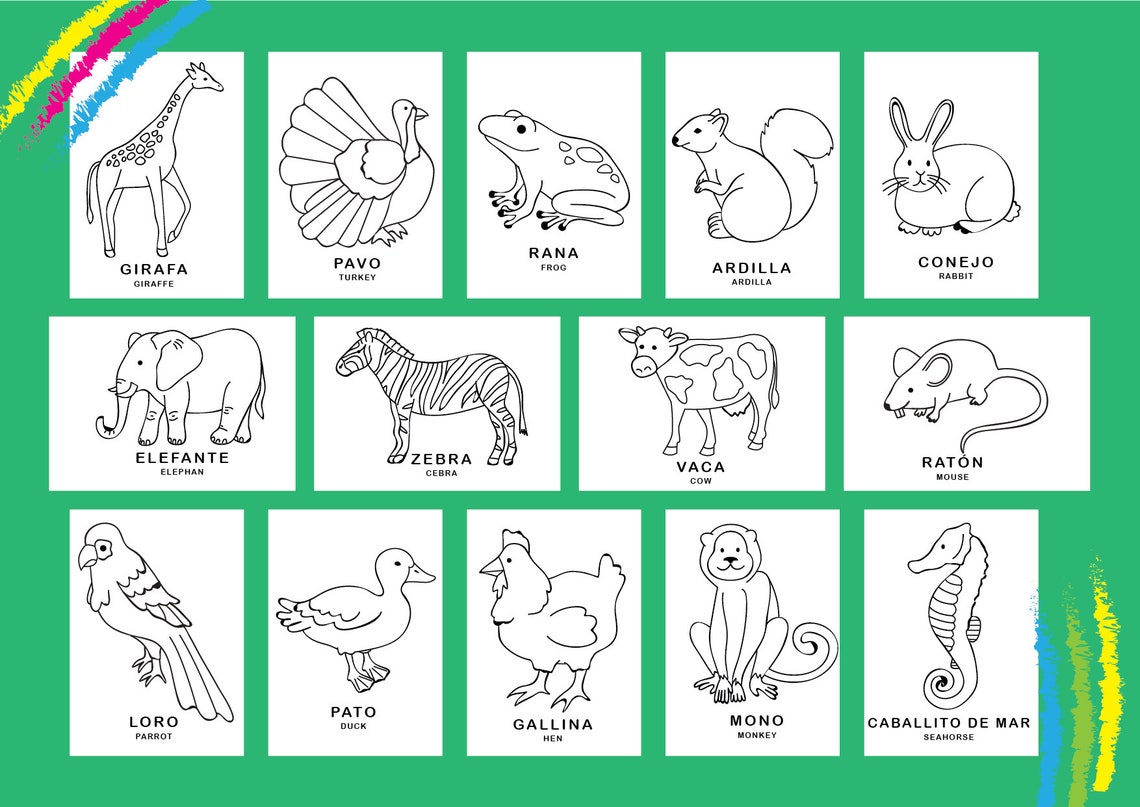 Coloring Pages Animals Spanish 46 Pages - Etsy