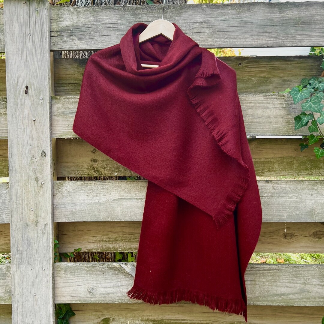 Alpaca Shawl Crimson Red Shawl Scarf - Etsy