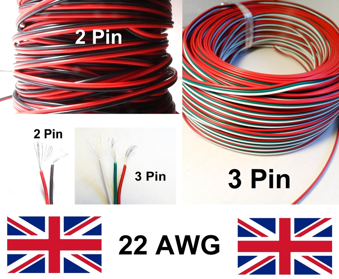 22AWG 22 AWG Wire 2 or 3 Pin LED Hobby Toy Circuit Electrical Cable ...