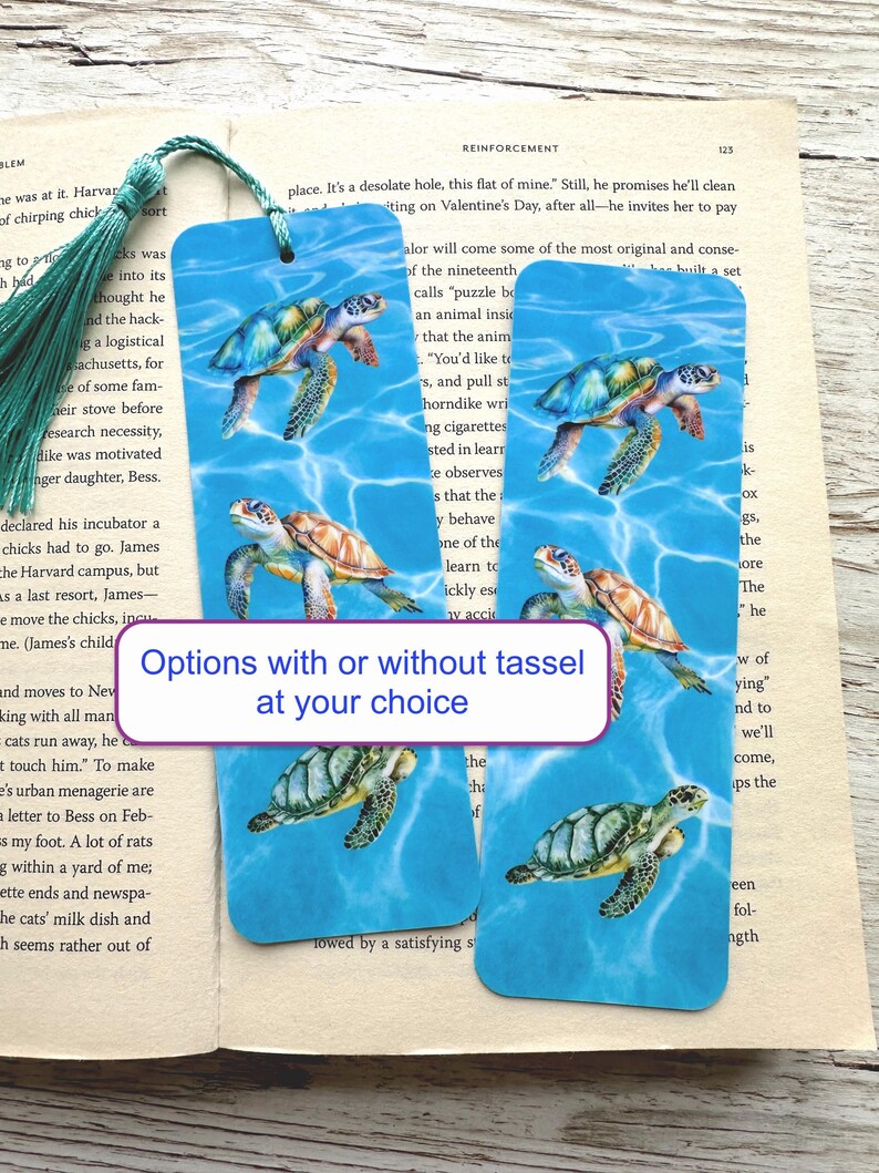 Sea Turtle Bookmark, Double-sided, Laminated Cute Bookmark, Book Lover ...