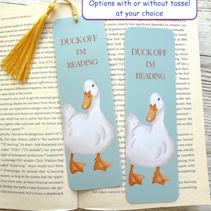 Duck Bookmark Duck off I'm Reading, With or Without Tassel, Double ...
