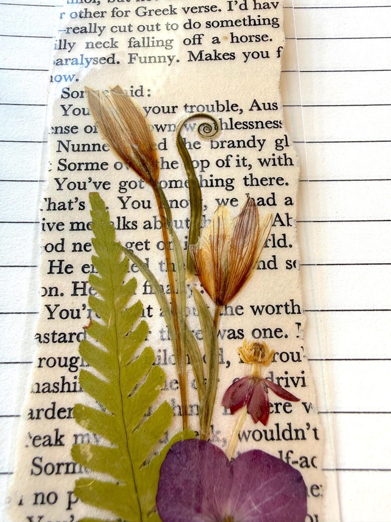 Bookmark With Real Dried Flowers on a Book Page. Laminated, Double ...