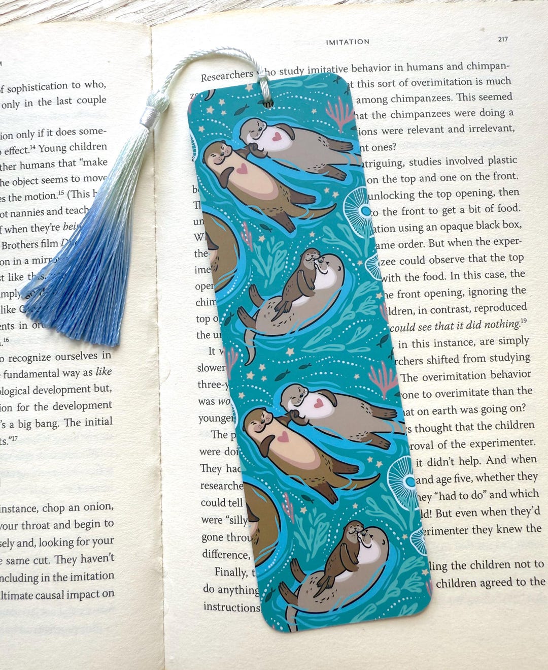 Otters in Love Bookmark With Tassel, Double-sided, Laminated, Otter ...