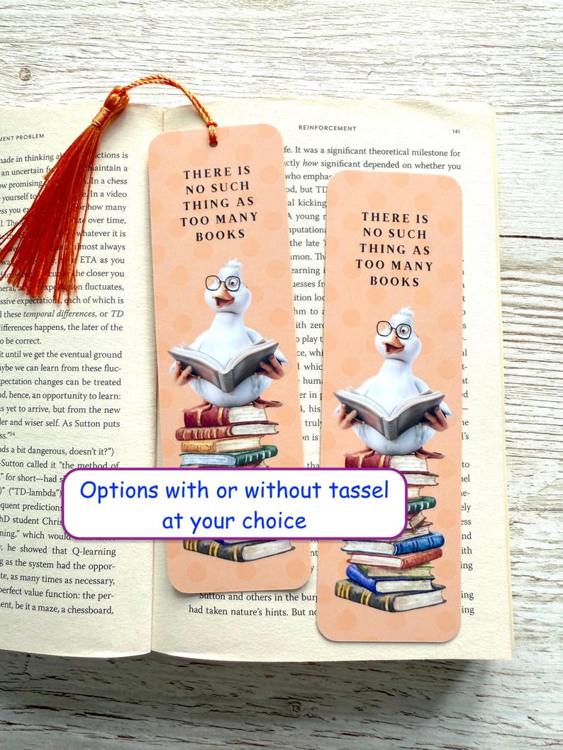 Reading Duck Bookmark, With or Without Tassel, Double-sided, Laminated ...